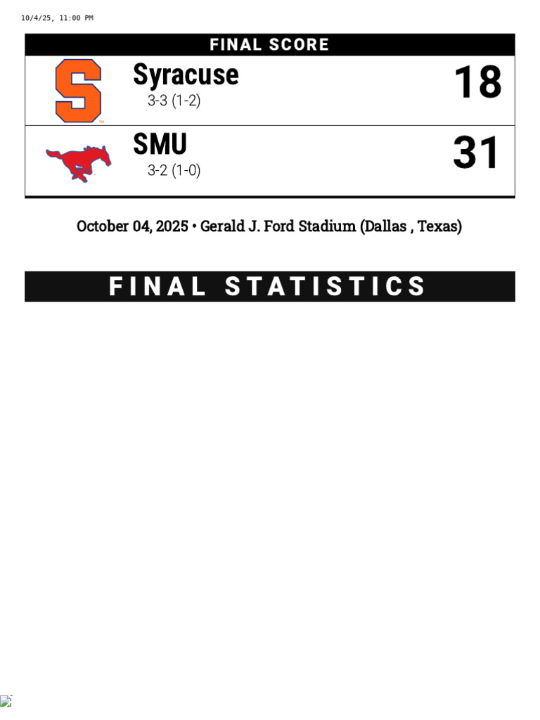 SU SMU Box | PDF | Touchdown | American Football