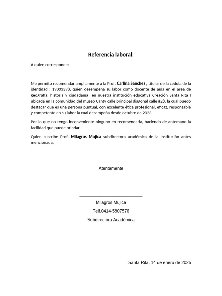 Referencia Laboral | PDF