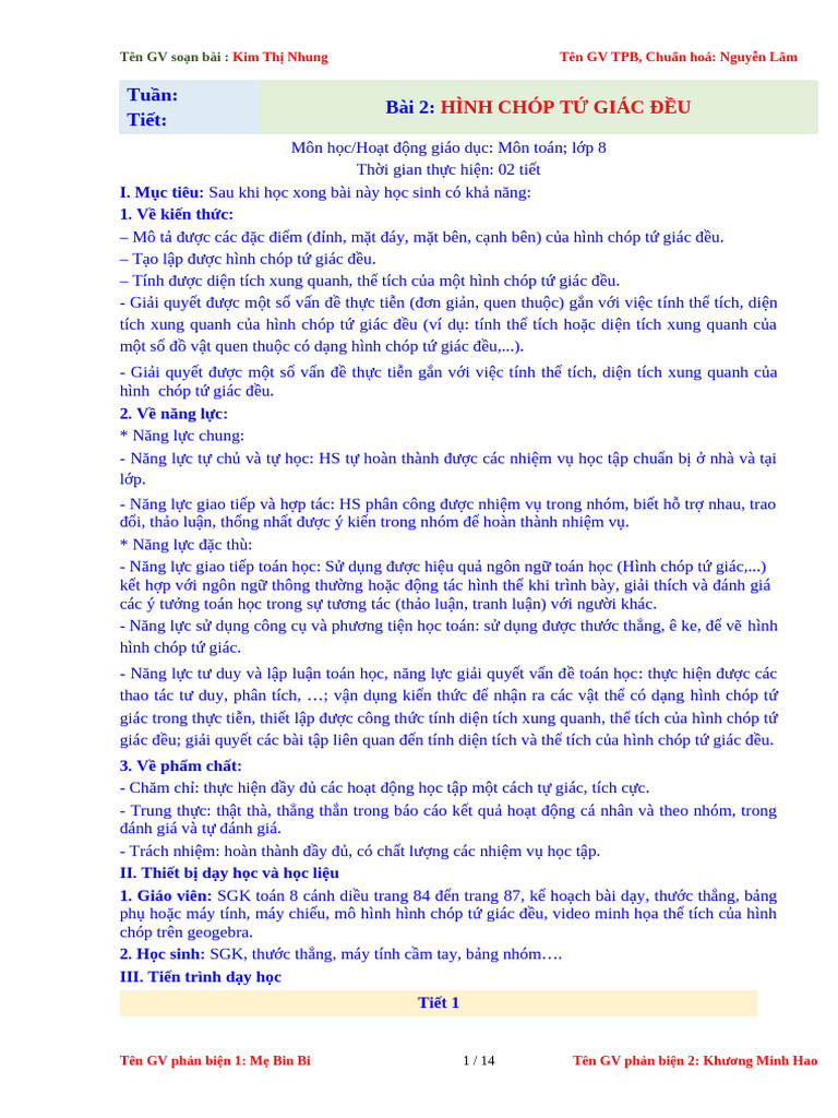 c4 b2 Hinh Chop Tu Giac Deu 2 Tiet (to 3 Kim Nhung) | PDF