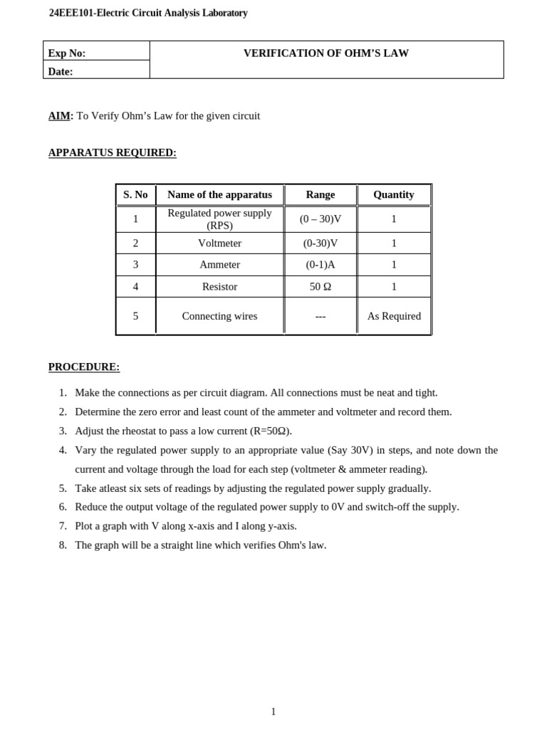 24eee101-Electric Circuit Analysis Lab | PDF | Network Analysis ...