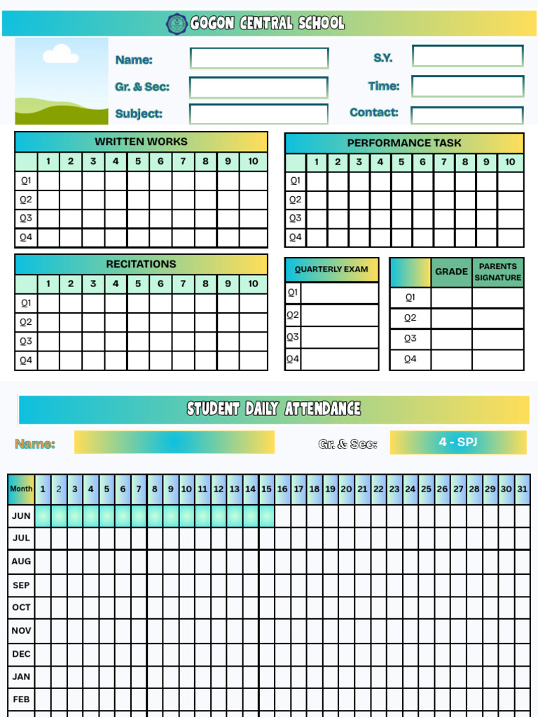 Individual Assessment Report Card in Gradient Green and Tribal Pattern ...