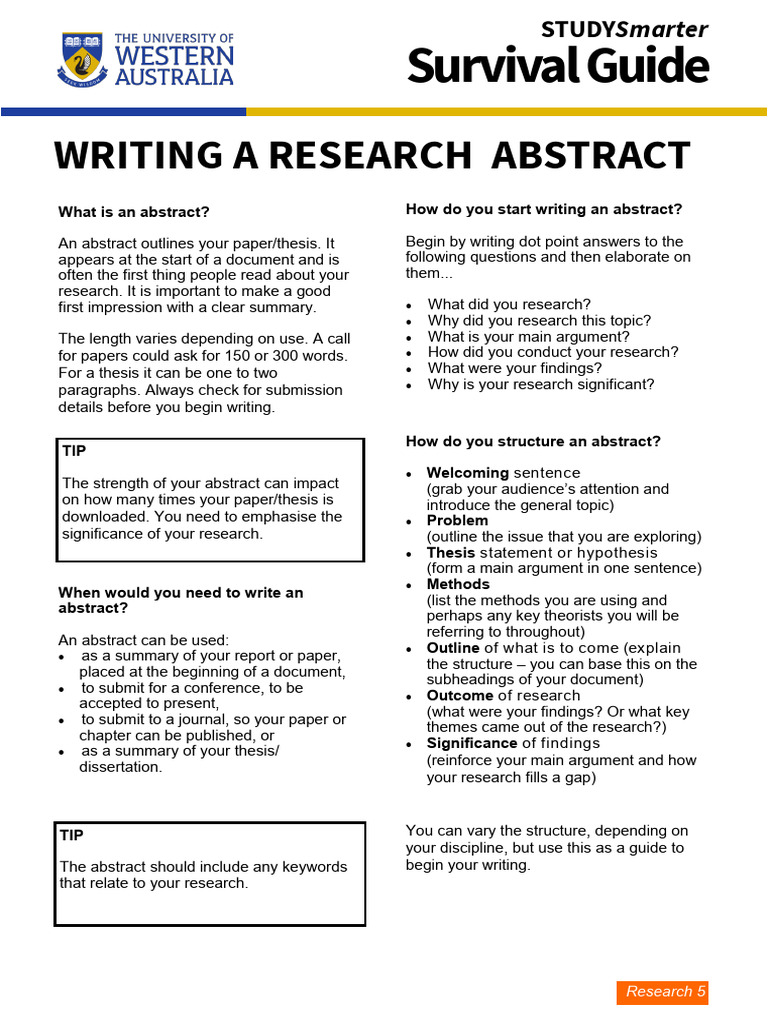 Hm5 Writing a Research Abstract | PDF | Abstract (Summary) | Thesis