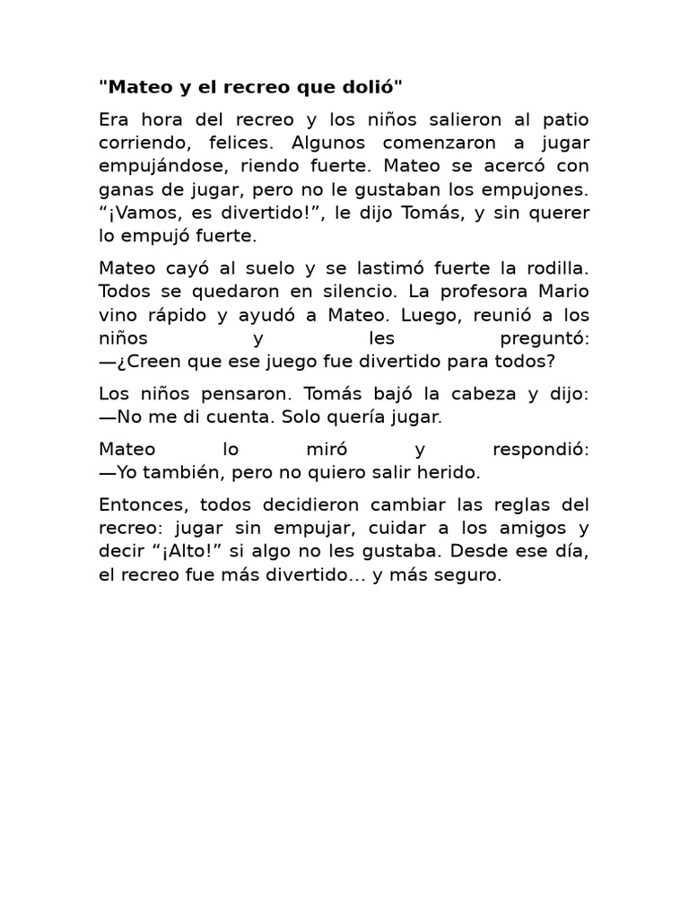 Mateo y El Recreo Que Dolió | PDF
