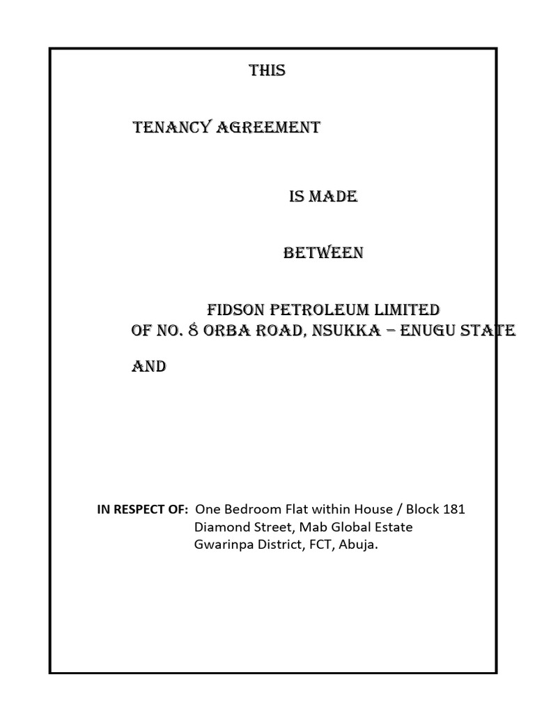 One Year Certain. Tenancy Agreement | PDF | Leasehold Estate | Landlord