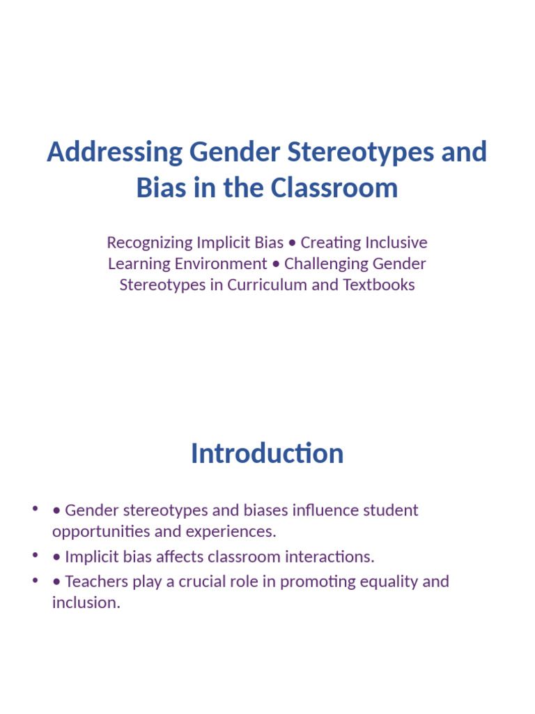 Tackling Gender Bias in Education | PDF | Bias | Stereotypes