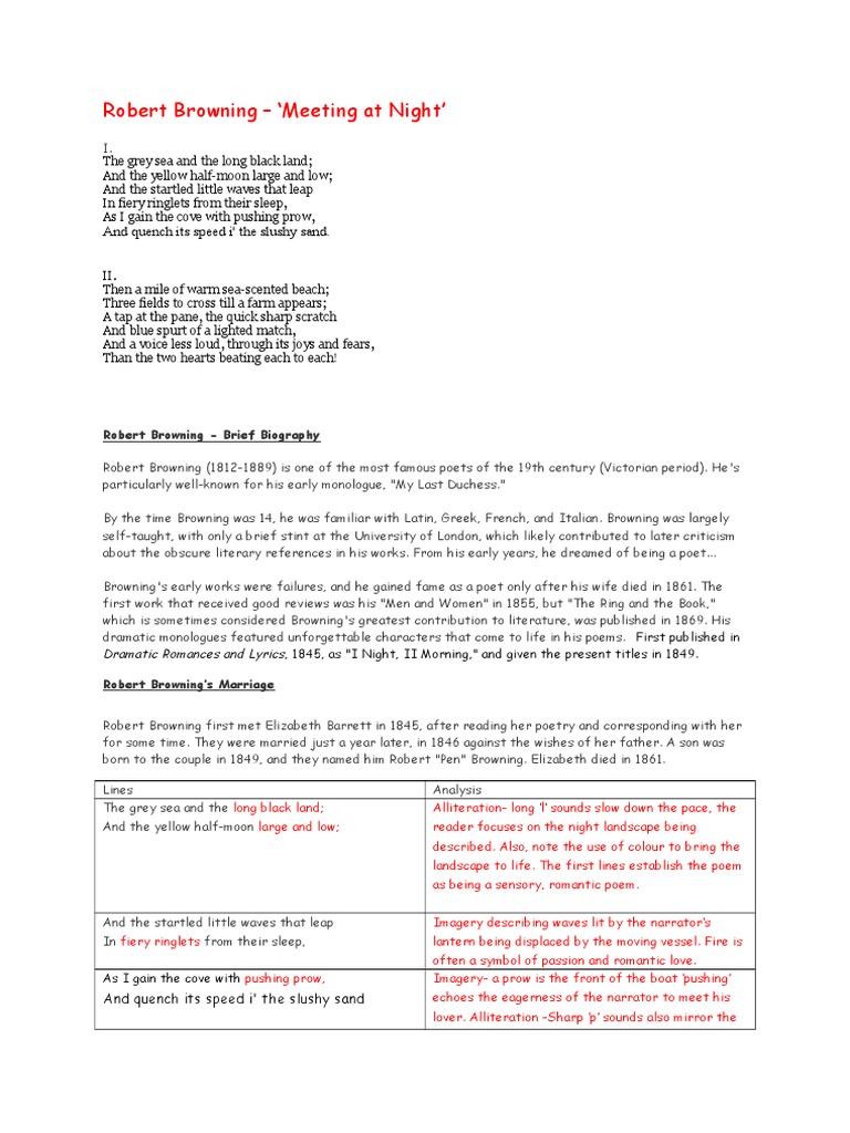 6.robert Browning - Meeting at Night. | PDF | Robert Browning | Poetry