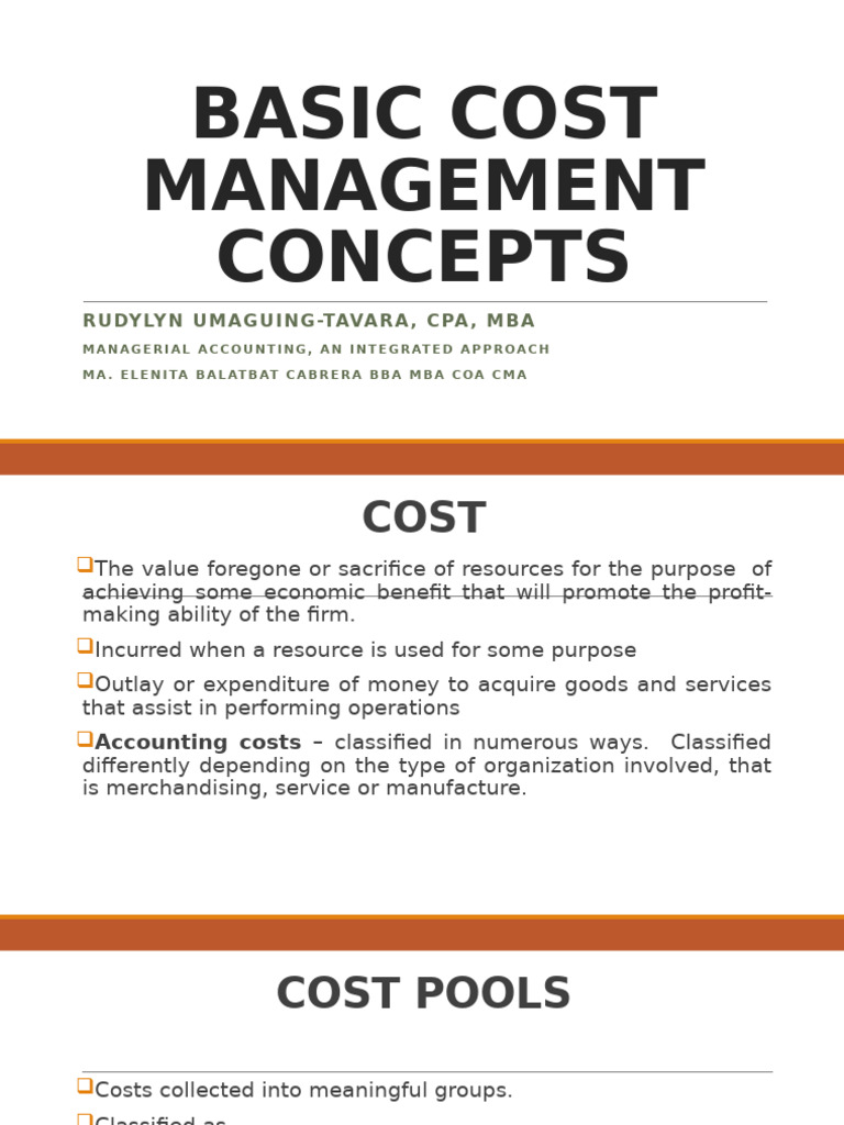 Ppt2 Basic Cost Management Concepts | PDF | Inventory | Expense