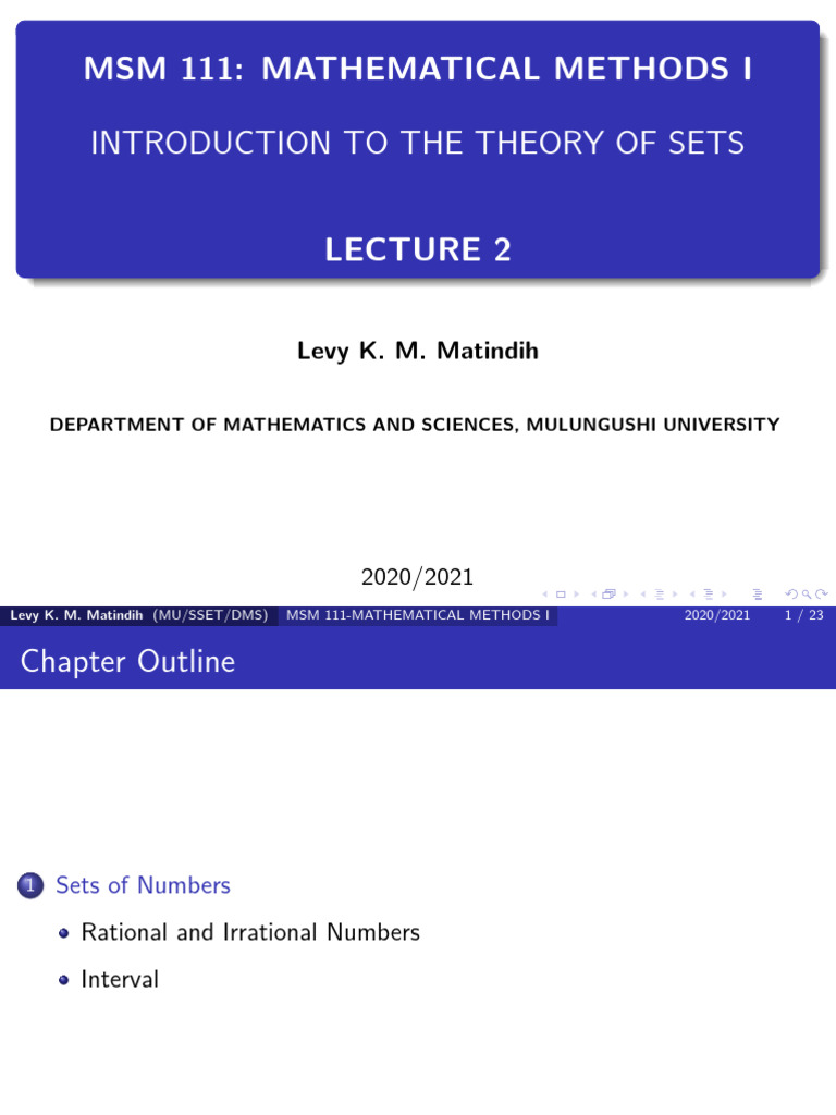 Introduction to Sets and Numbers | PDF | Numbers | Square Root