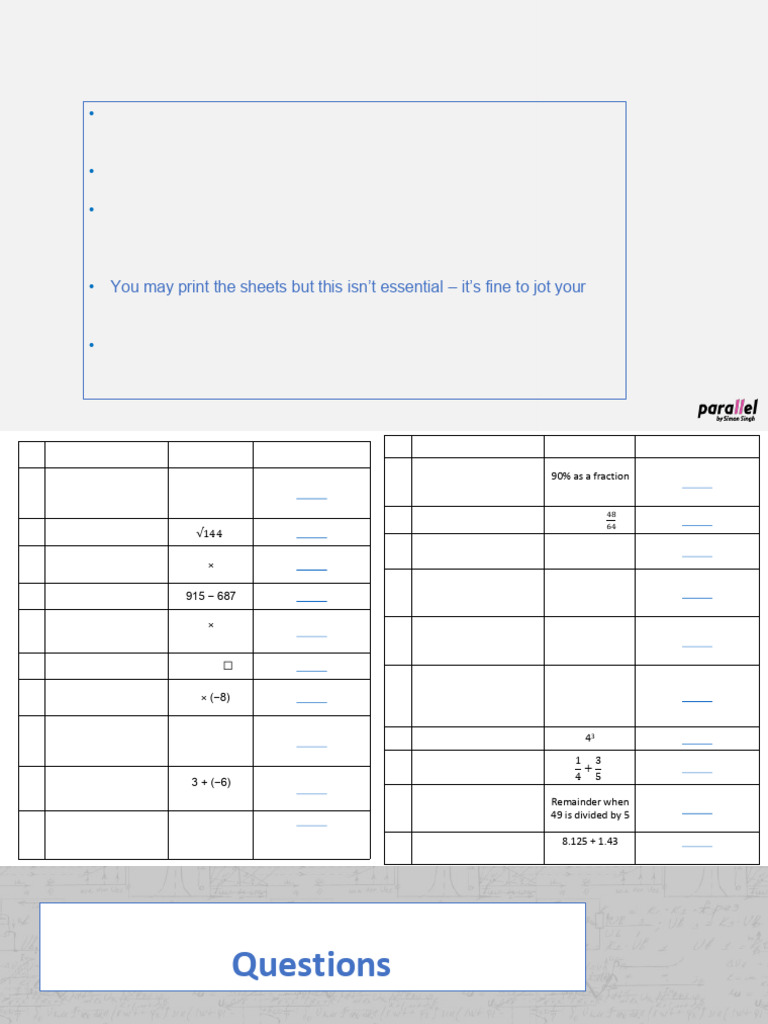 Mental Maths Practice (Admissions) | PDF | Multiplication | Numbers