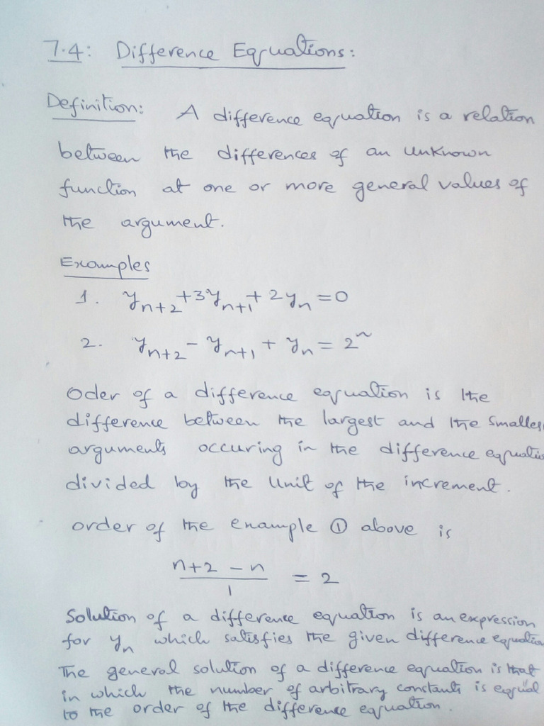 50-Difference Equation - First and Second Order Difference Equations ...