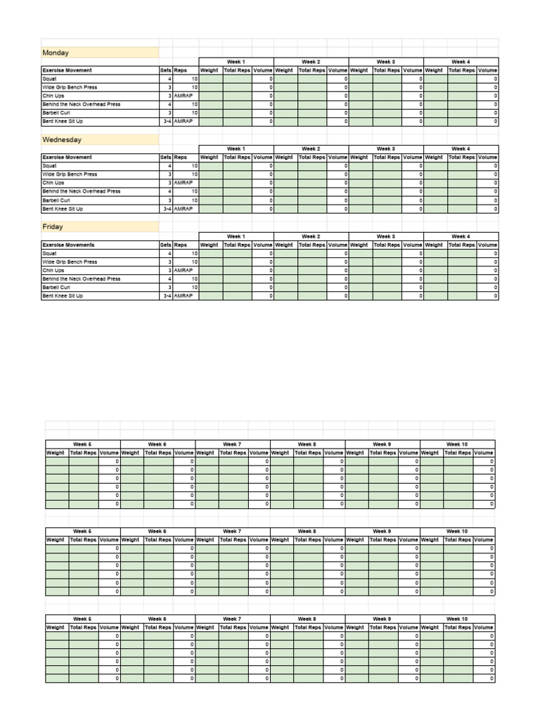 Arnold Schwarzenegger Golden Six Workout Routine Spreadsheet ...