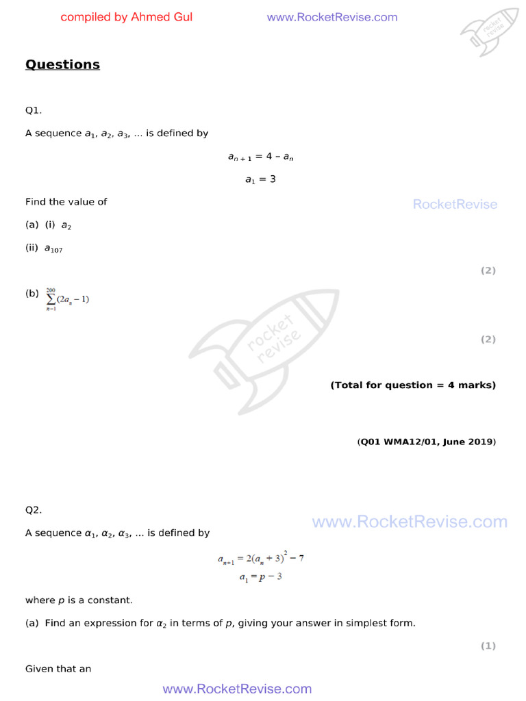 Ial p2 Recursive Sequences | PDF