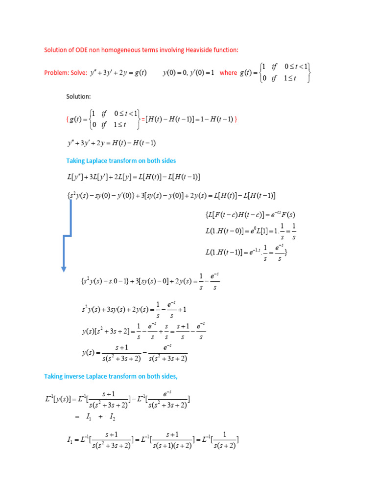 35-Solution by Laplace Transforms to ODEs With Non-homogeneous Terms Involving Heaviside Usf-13 ...