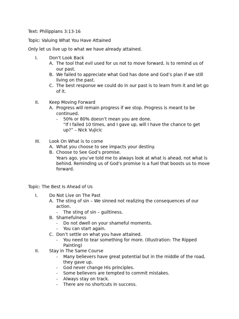 Preaching - Valuing What You Have | PDF