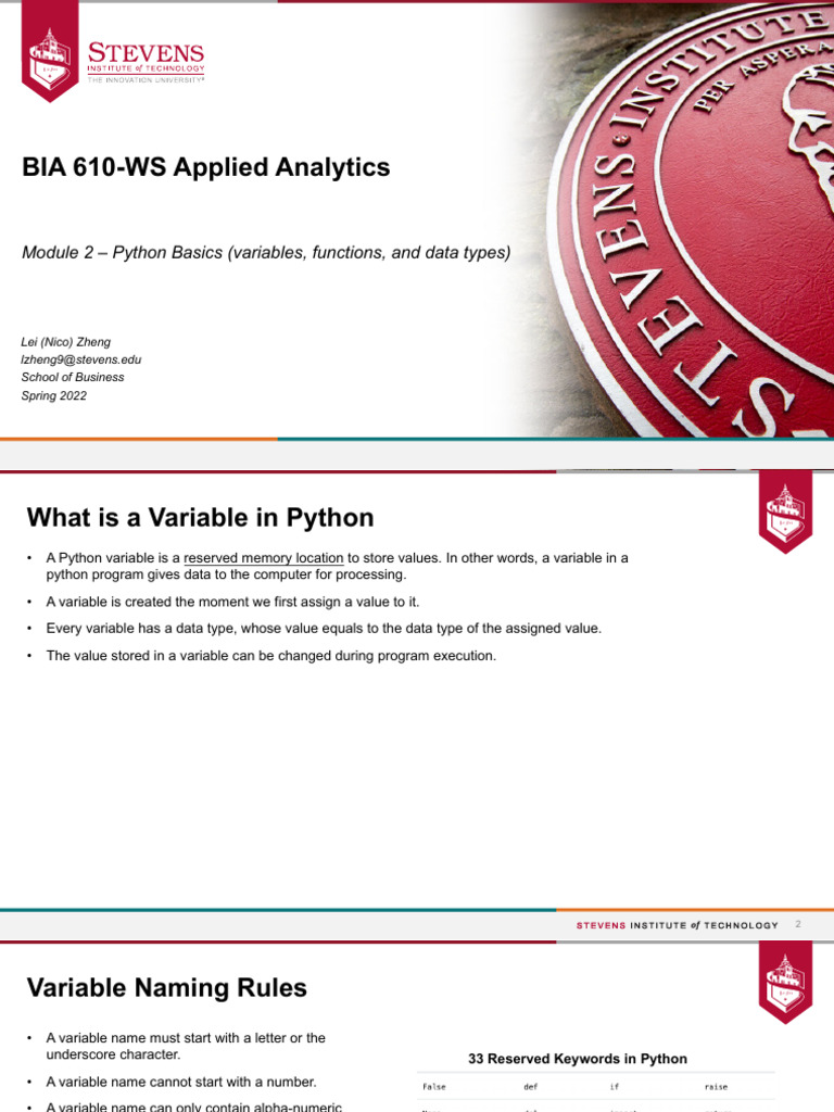 (Slides) BIA610-Applied Analytics - Module2 | PDF | Parameter (Computer Programming) | Computing