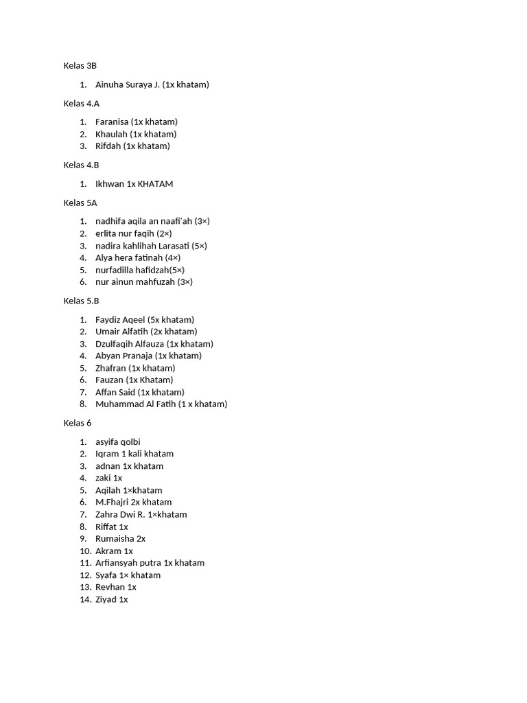 Data Khatam Quran | PDF