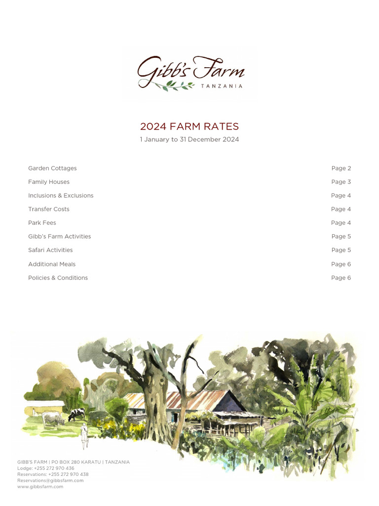 Gibbs Farm Farm Rates 2024 Website | PDF | Meal | Lunch