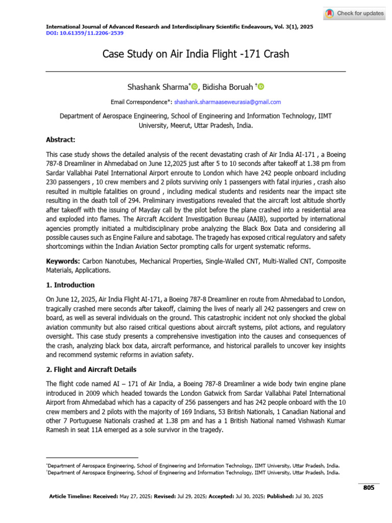 Air India Flight AI-171 Crash Analysis | PDF | Aviation Accidents And ...