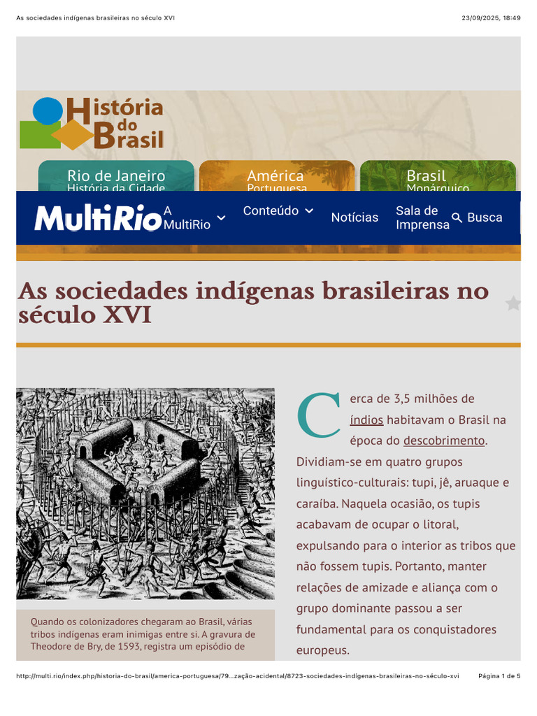 As Sociedades Indígenas Brasileiras No Século XVI | PDF | Brasil