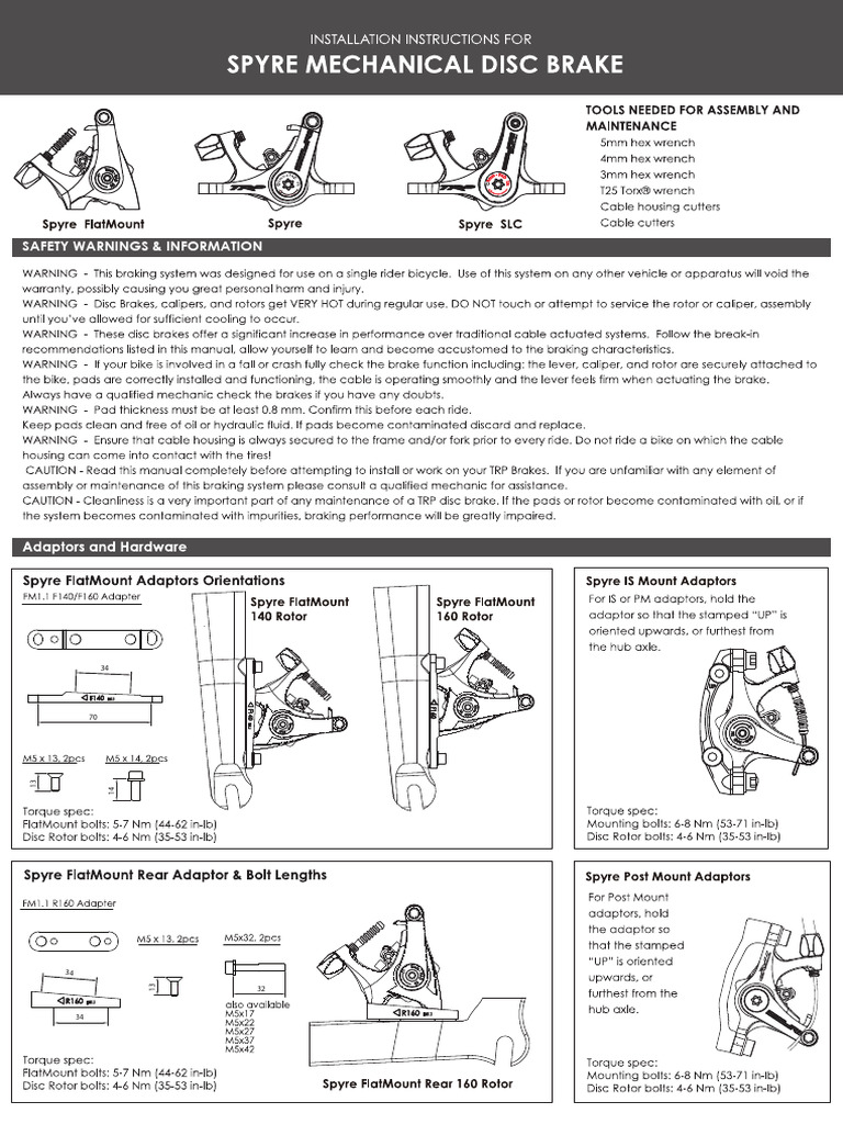 Tek Trot Rps Pyre Disc Brakes | PDF