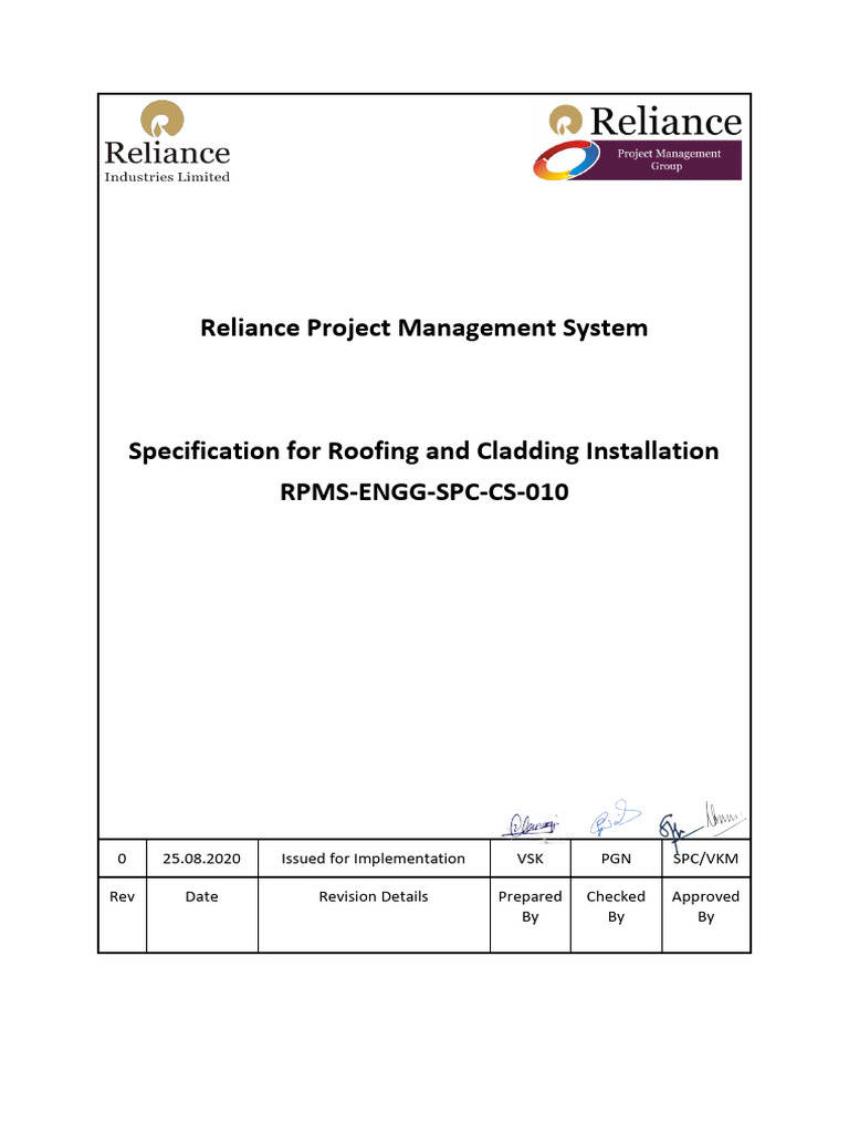Roofing and Cladding Installation Specs | PDF | Screw | Specification ...