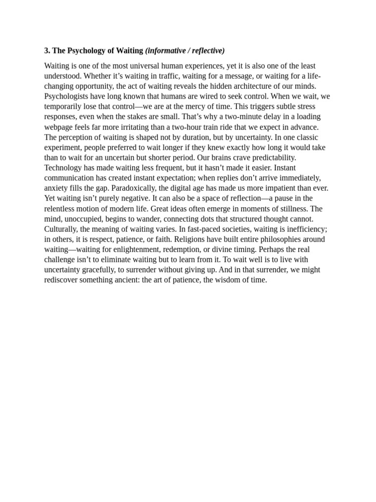 Psychology of Waiting | PDF