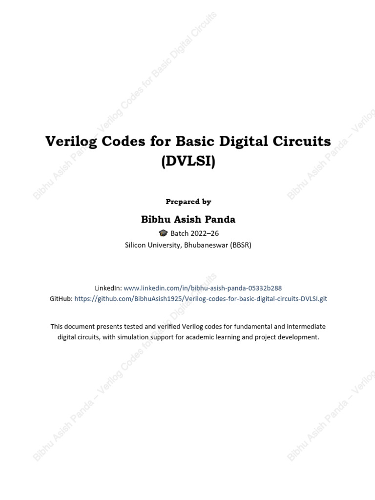 Verilog Codes for Digital Circuits | PDF | Digital Electronics ...