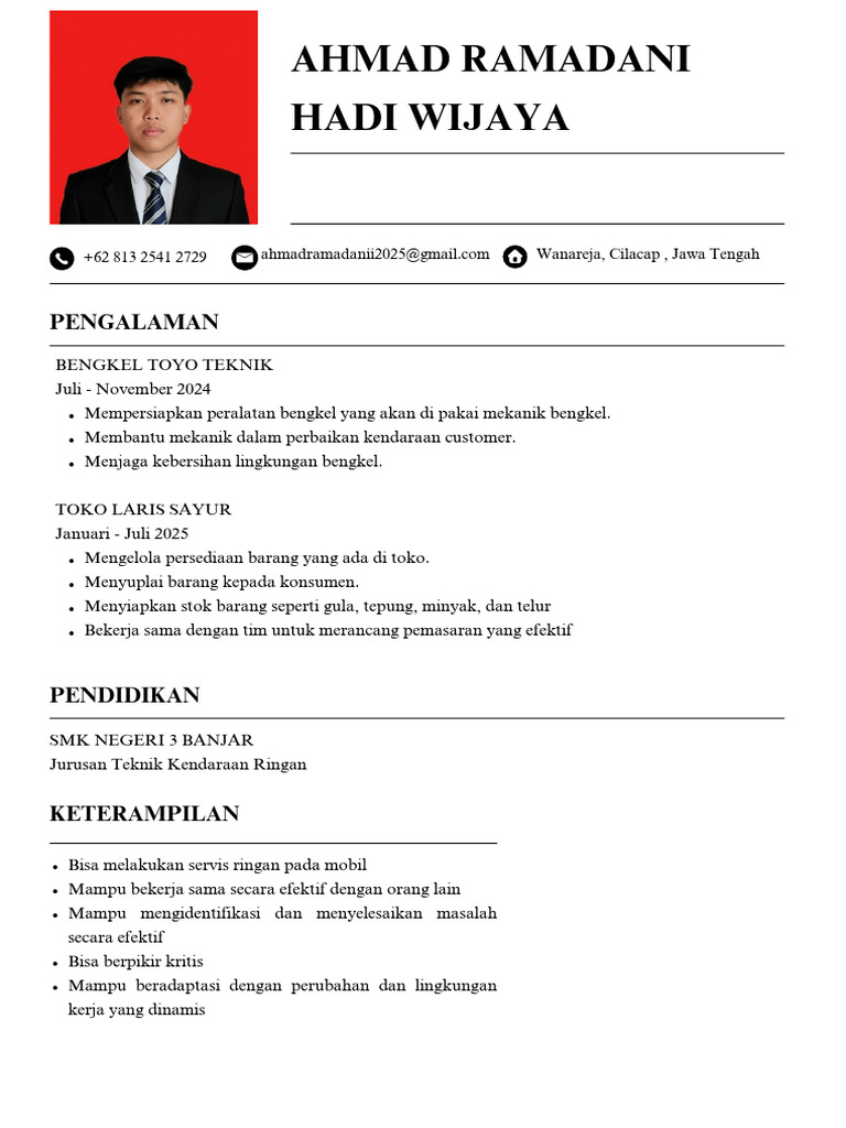 Putih Polos Profesional Klasik CV Resume Digital Marketing Template ...