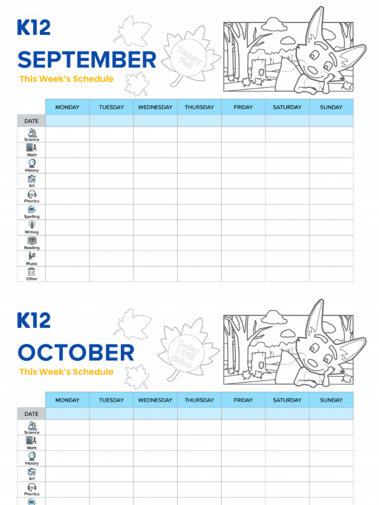 Weekly Planner SchoolYear-2024 2025 | PDF
