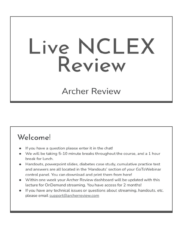 Archer Live Nclex Review With Qs and Ans | PDF