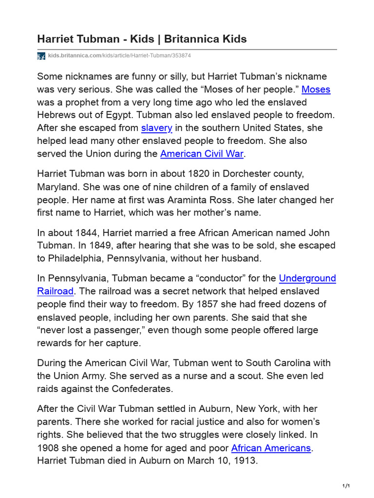 Harriet Tubman: Hero of Freedom | PDF