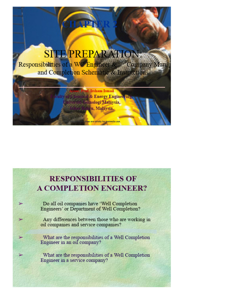 Well Completion Engineer Responsibilities | PDF | Casing (Borehole ...