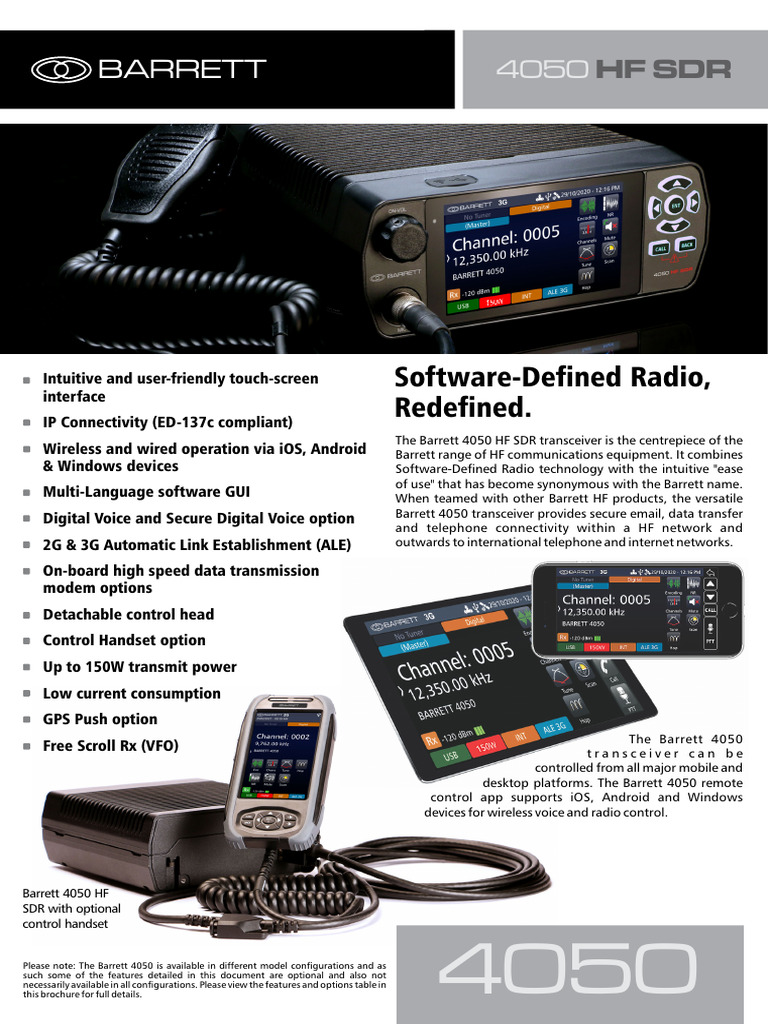 Barrett 4050 HF SDR Transceiver Overview | PDF | Software Defined Radio ...