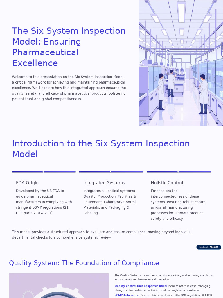 The Six System Inspection Model Ensuring Pharmaceutical Excellence ...