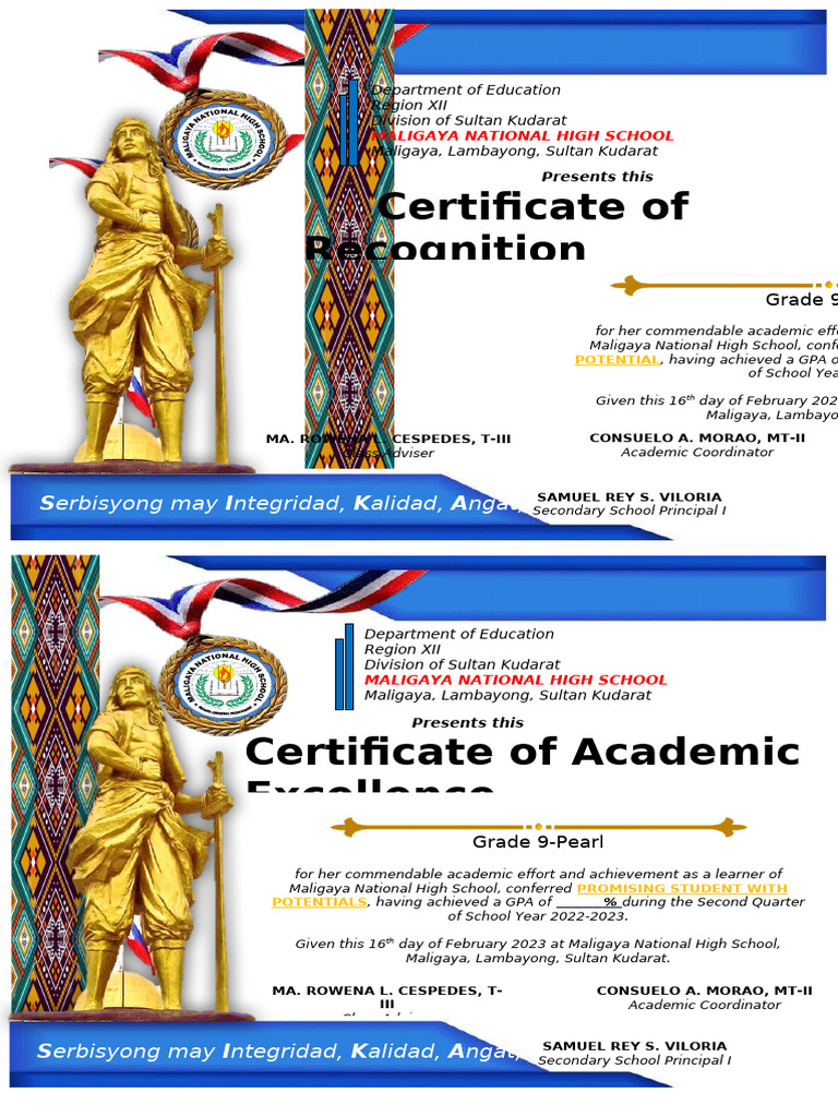 Certificates of Academic Excellence Award | PDF