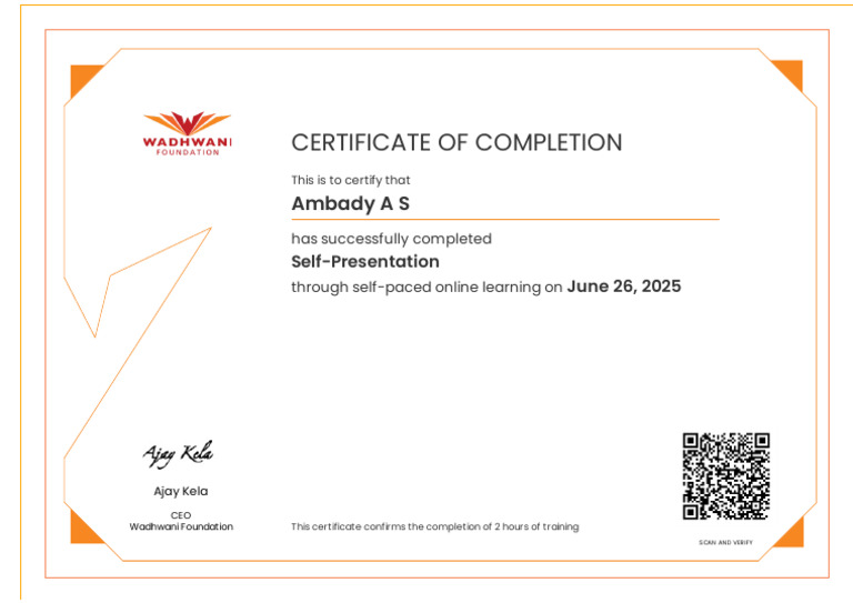 Wadhwani Foundation Certificate - 685d0789dbb1c63612f58e6f | PDF
