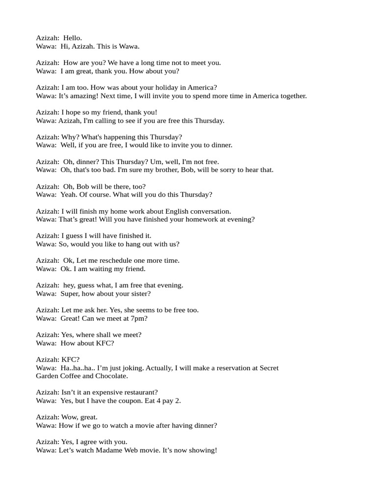 Mr. Nazar - Make A Dinner Dialogue | PDF
