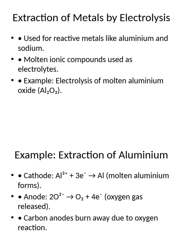 4 Extraction of Metals by Electrolysis | PDF