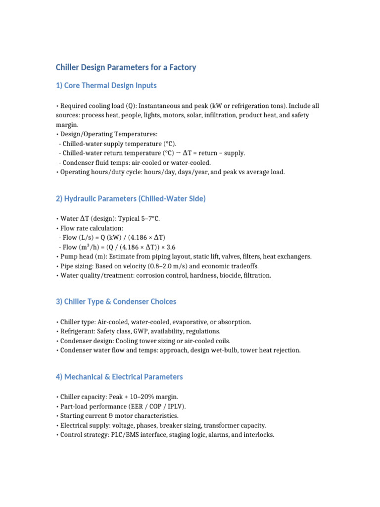 Chiller Design Parameters Overview | PDF | Heat Exchanger | Engineering ...