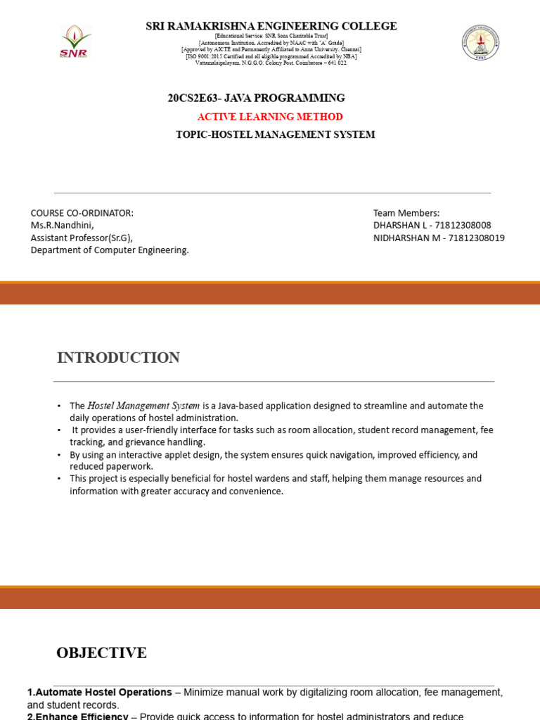 Hostel Managment System | PDF | Java (Programming Language) | Usability