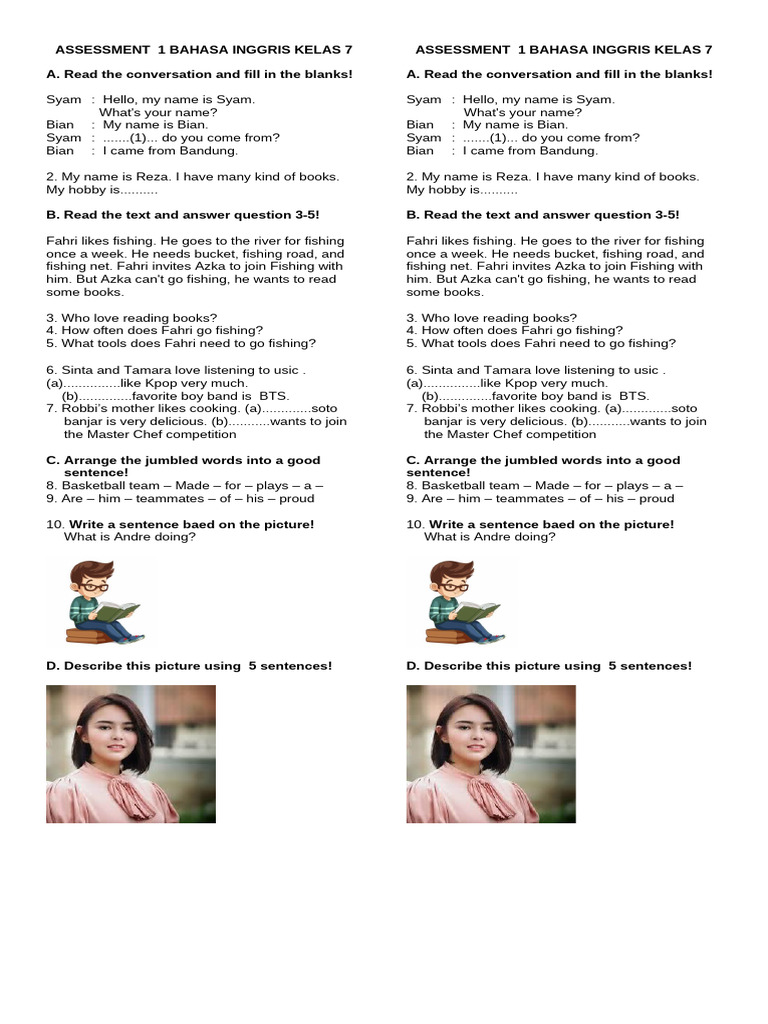 Assessment 1 Bahasa Inggris Kelas 7 | PDF | Chess Theory | Chess