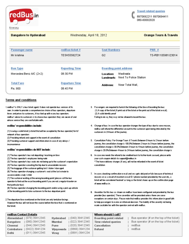 redBus Ticket Cancellation Policy | PDF | Ticket (Admission) | Bus