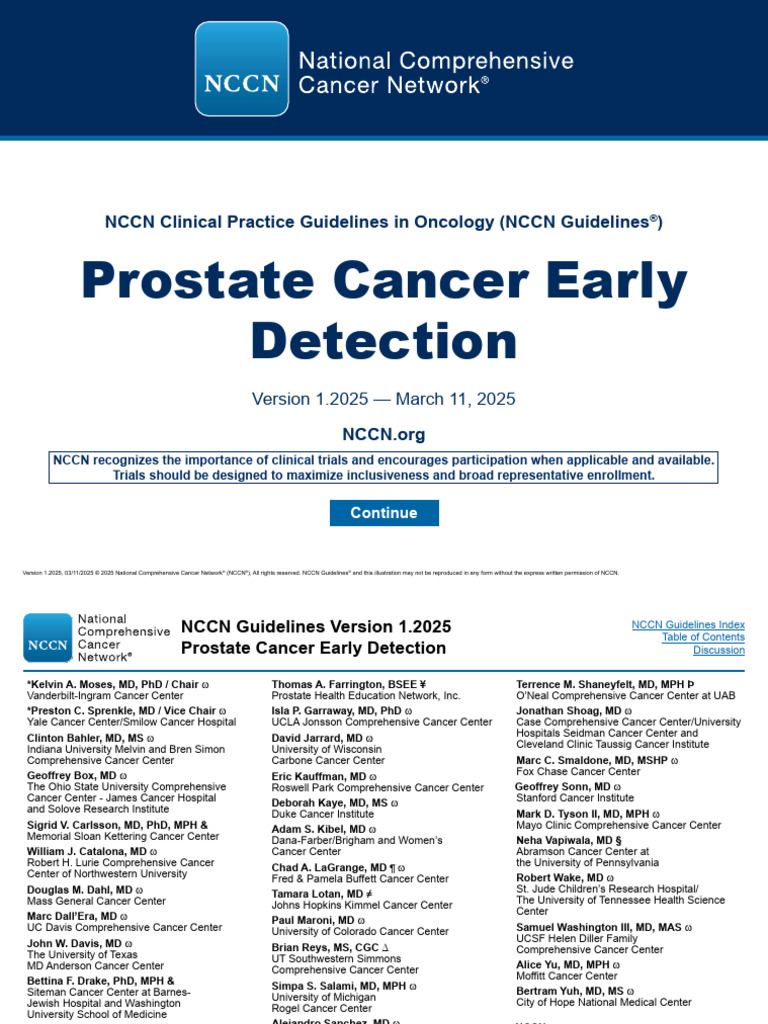 NCCN 2025 Prostate Cancer Detection Guidelines | PDF | Prostate Cancer ...
