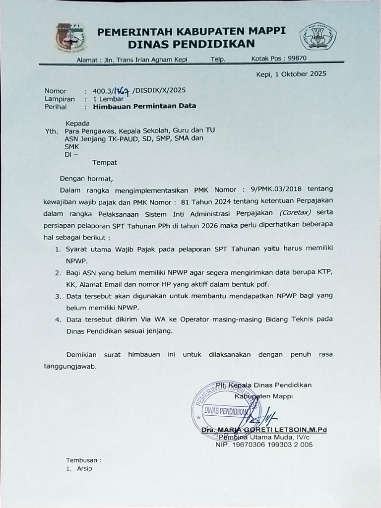 Himbauan Permintaan Data | PDF