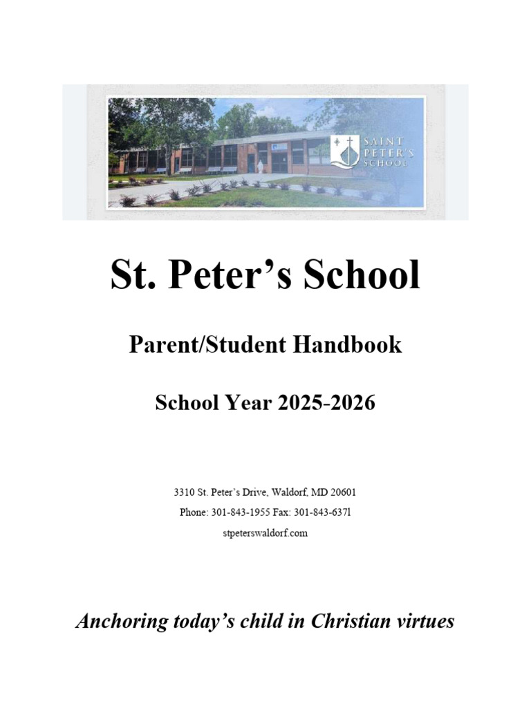 St. Peter's School Parent Handbook 2025-2026 | PDF | Sweater | Catholic ...