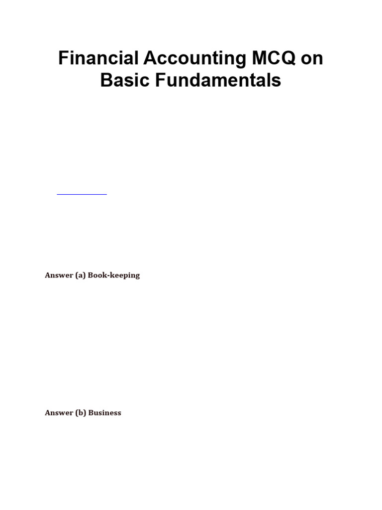 Financial Accounting MCQs Guide | PDF | Bookkeeping | Equity (Finance)