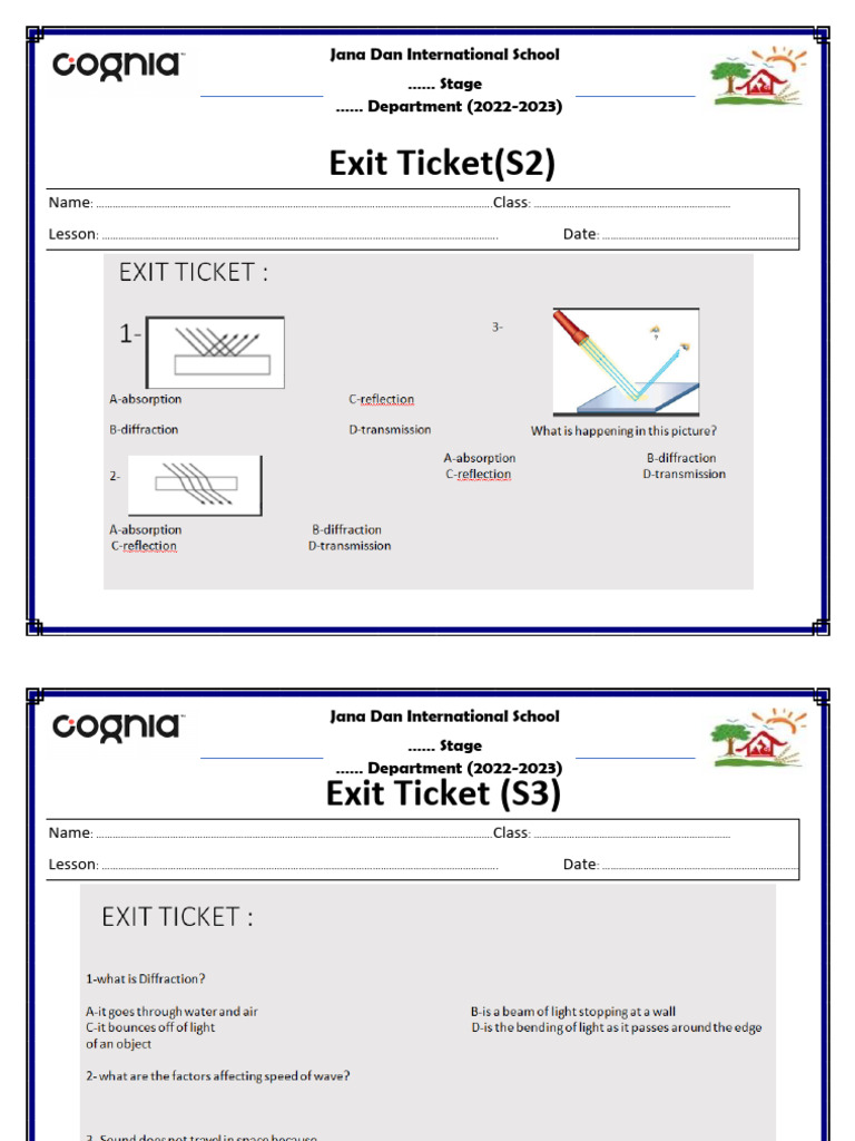 2023 Exit Ticket Mechanical Waves Interaction | PDF
