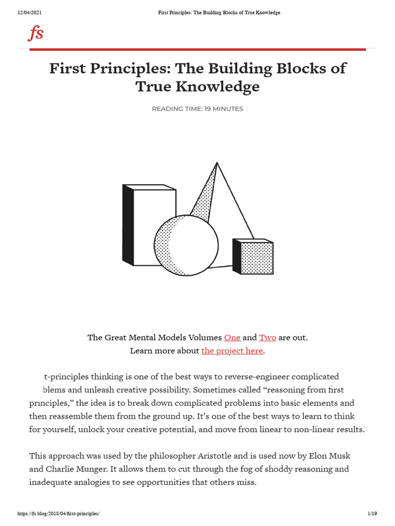 First Principles - The Building Blocks of True Knowledge | PDF ...