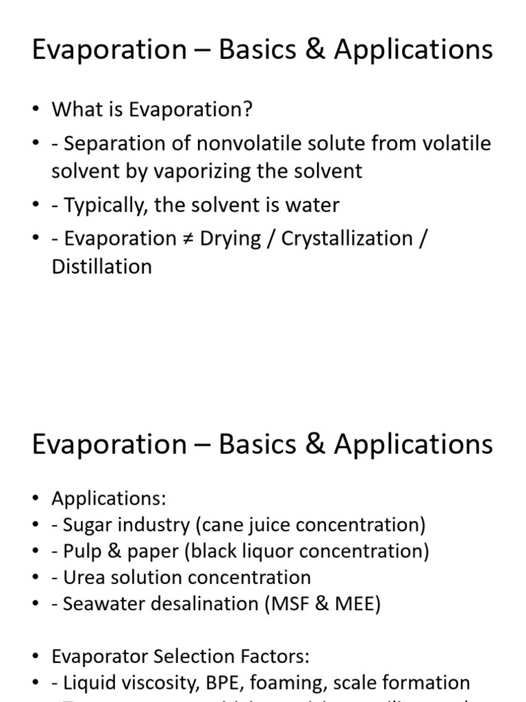 Evaporation: Principles and Applications | PDF | Liquids | Steam