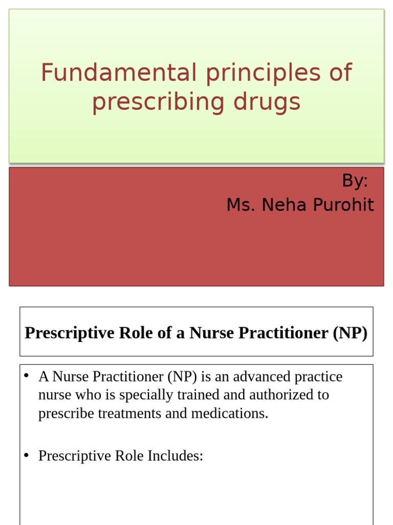 Principles of Drug Prescribing for NPs | PDF | Medical Prescription ...